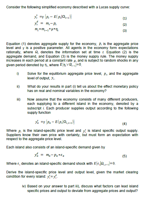 Solved Consider the following simplified economy described | Chegg.com