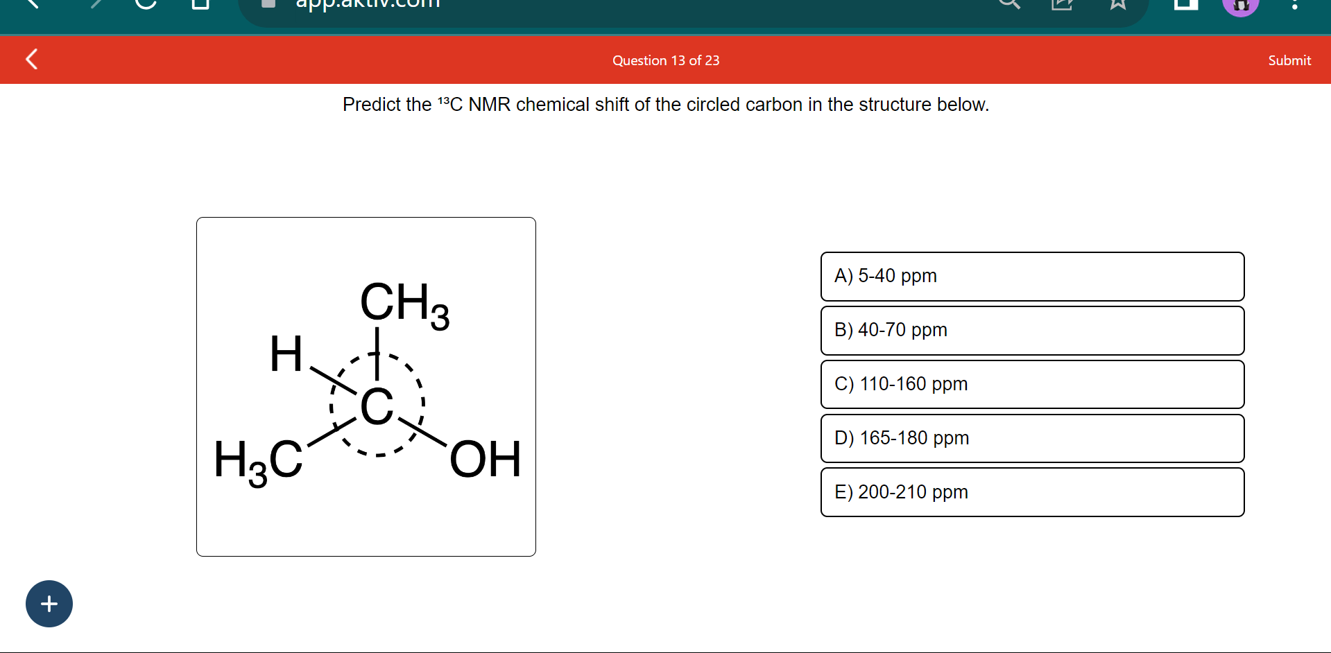 Solved Predict the ?13C ﻿NMR chemical shift of the circled | Chegg.com