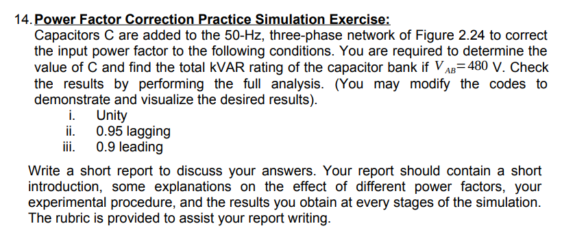 Solved 4. Power Factor Correction Practice Simulation | Chegg.com