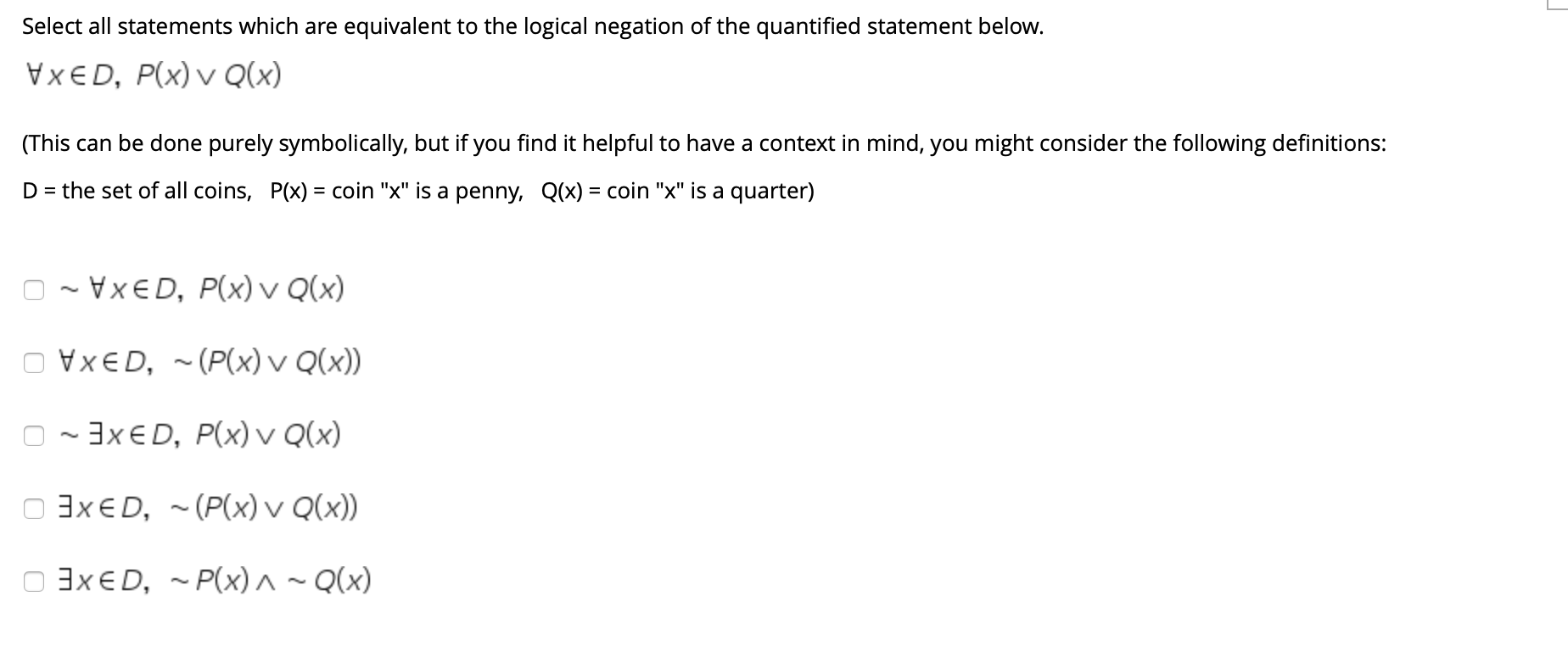 Solved Select all statements which are equivalent to the | Chegg.com