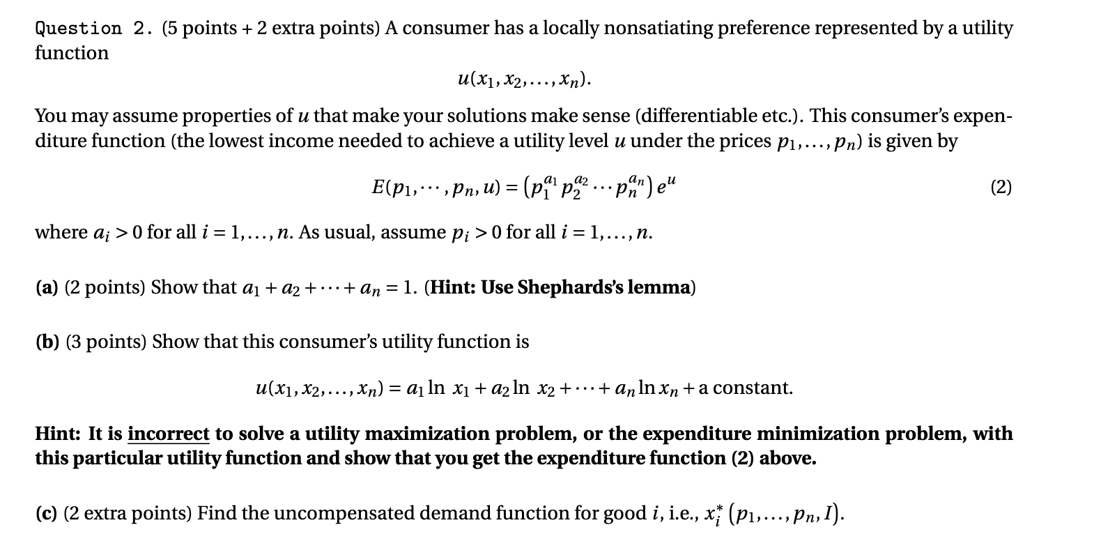 Solved Question 2. (5 ﻿points +2 ﻿extra points) ﻿A consumer | Chegg.com