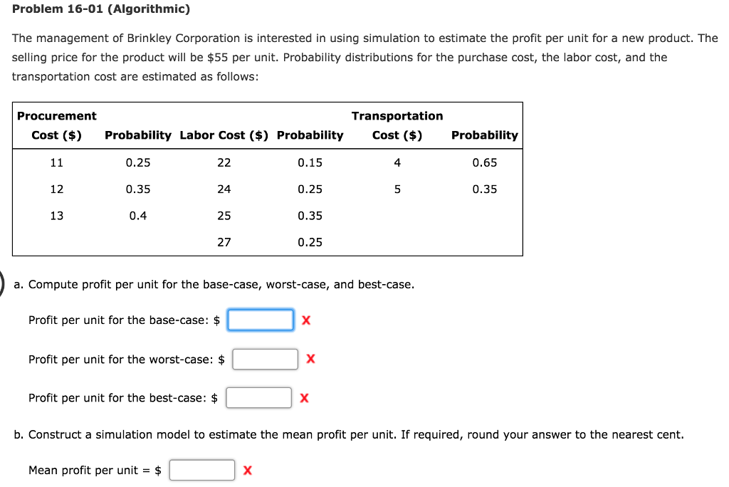 Solved Problem 16-01 (Algorithmic) The management of | Chegg.com