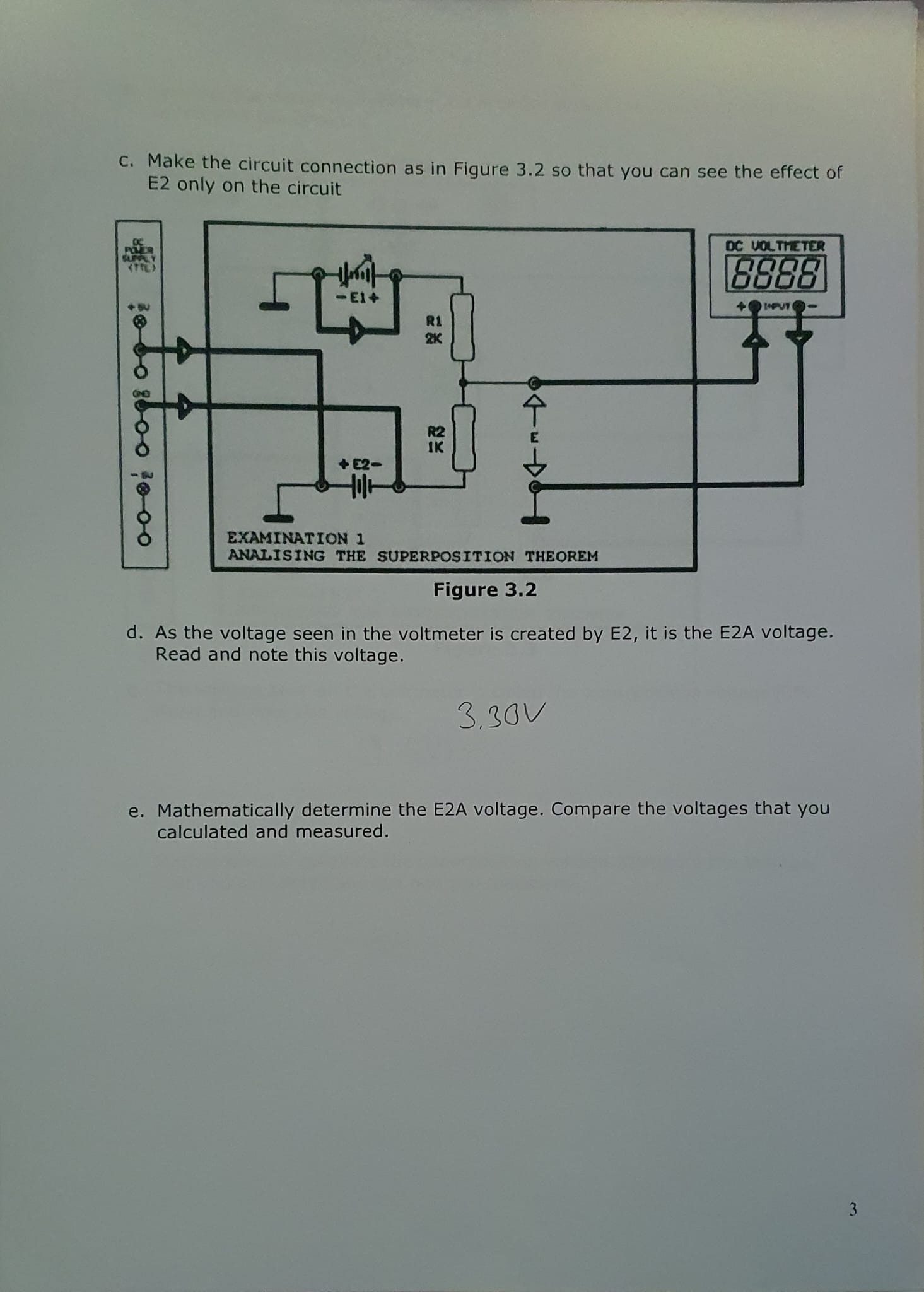 Solved C. Make the circuit connection as in Figure 3.2 so | Chegg.com