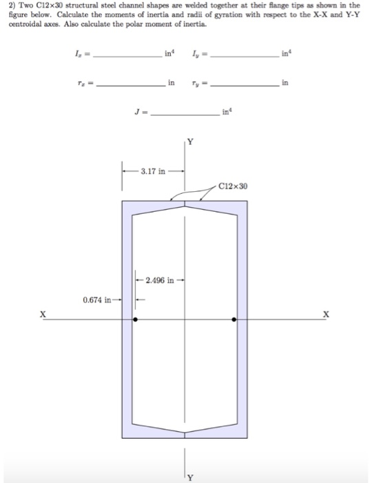 Solved 2) Two C12x30 structural steel channel shapes are | Chegg.com