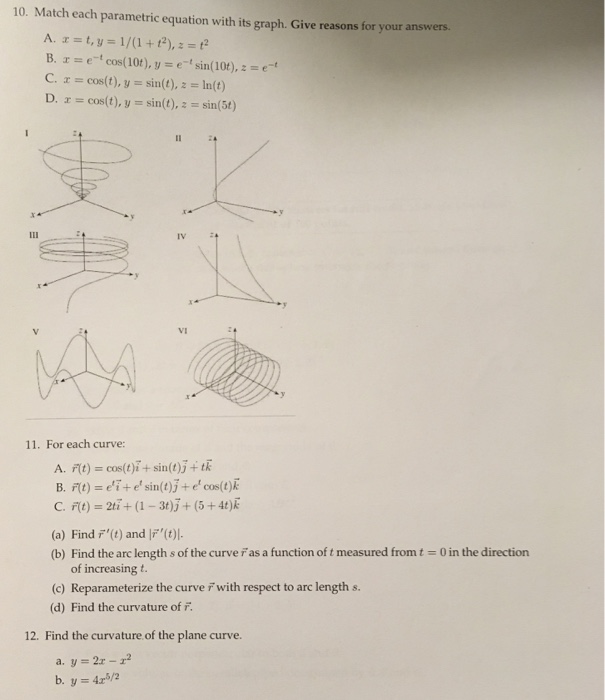 Solved Match each parametric equation with its graph. Give | Chegg.com