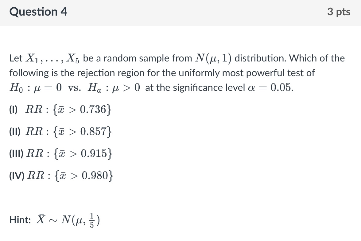 Solved Let x1,dots,x5 be ﻿a random sample from N(μ,1) | Chegg.com