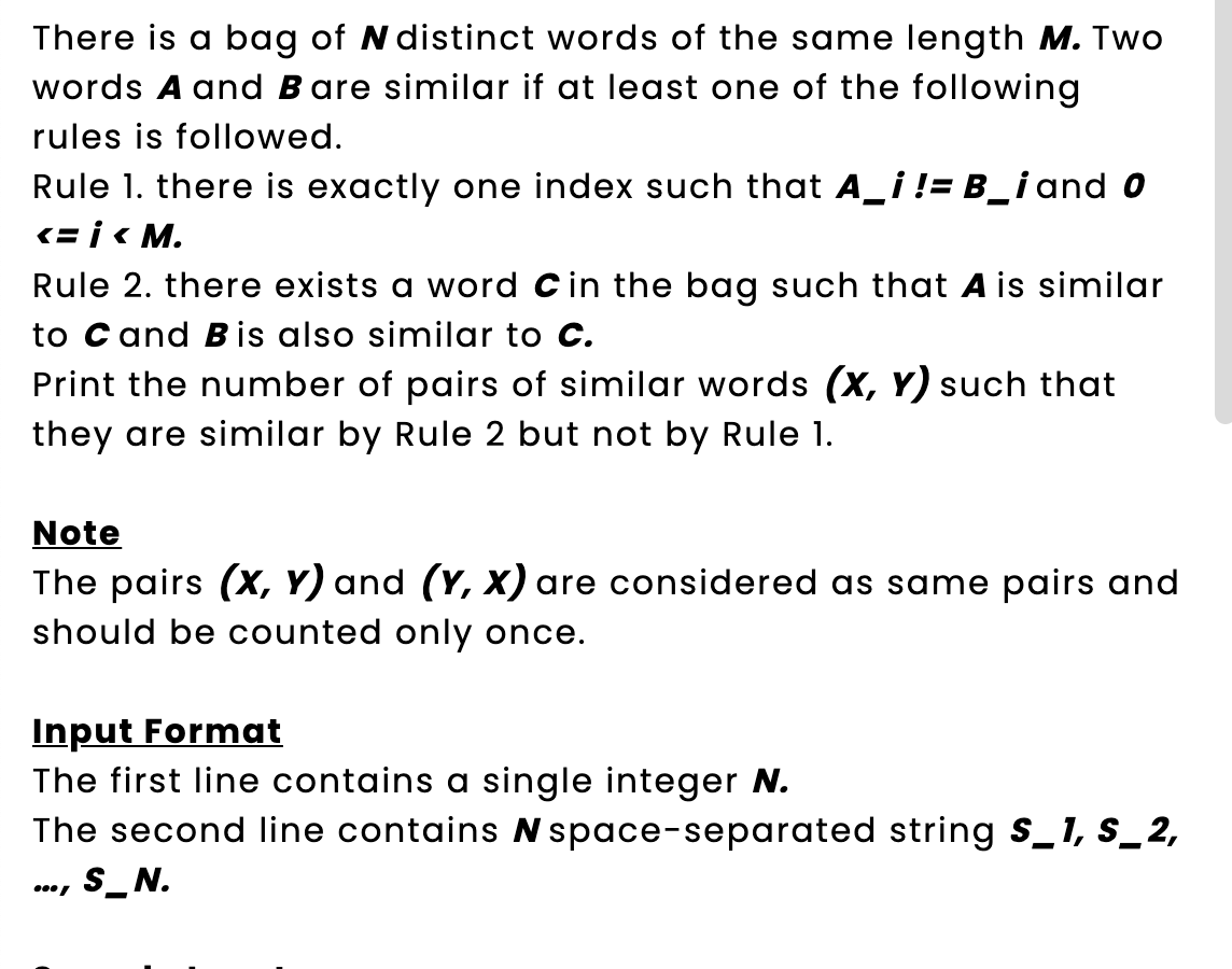 Solved There is a bag of N distinct words of the same length | Chegg.com