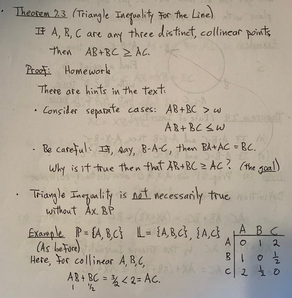 Solved · Theorem 23 (Triangle Inegoality for the Line ) IF | Chegg.com