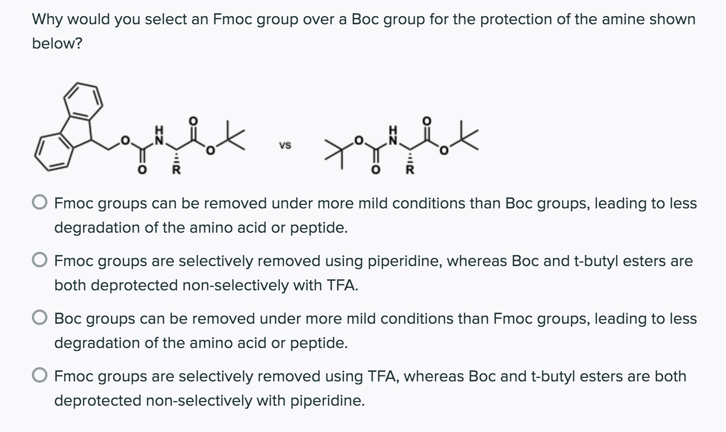Solved Why would you select an Fmoc group over a Boc group | Chegg.com