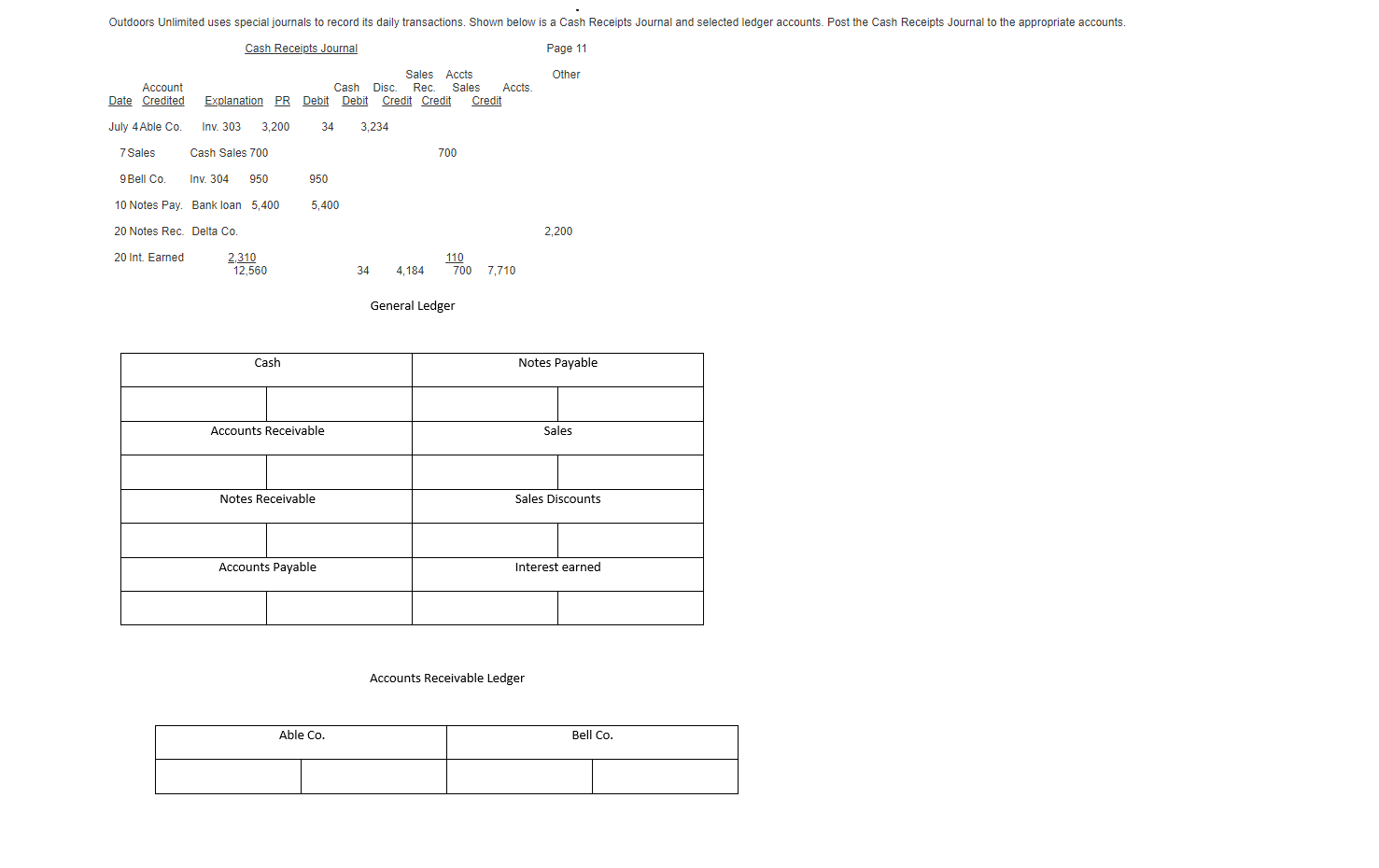 Solved Outdoors Unlimited uses special journals to record | Chegg.com