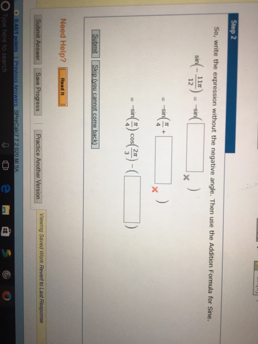 Solved So, write the expression without the negative angle. | Chegg.com