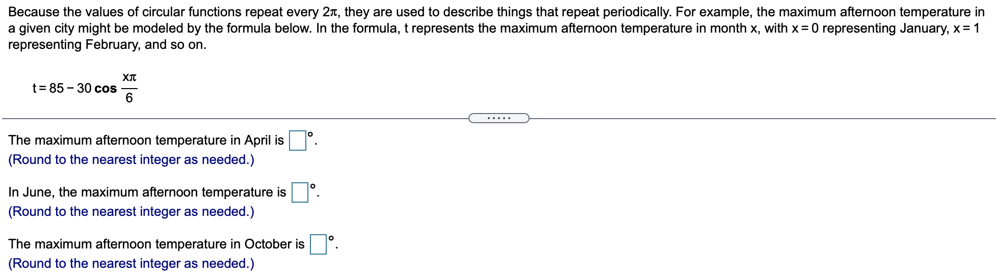 Solved Because the values of circular functions repeat every | Chegg.com