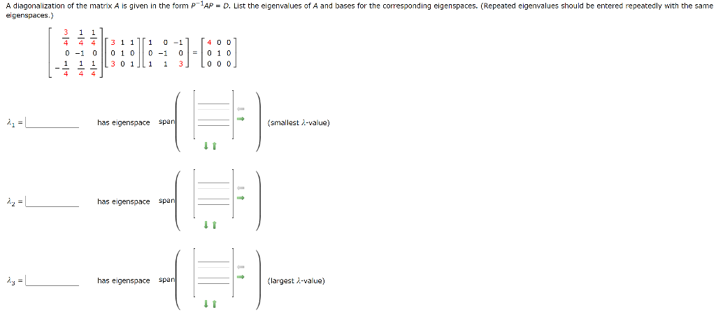 Solved A diagonalization of the matrix A is given in the | Chegg.com
