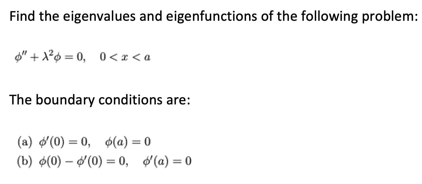 Solved Find the eigenvalues and eigenfunctions of the | Chegg.com