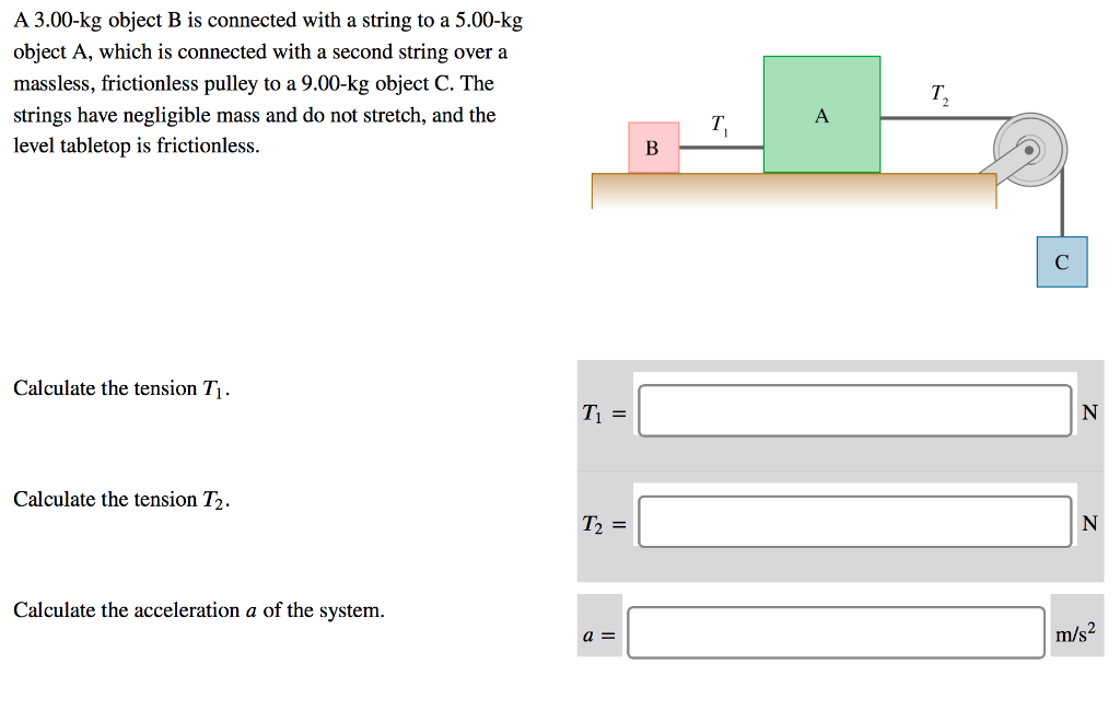 Solved A 3.00-kg object B is connected with a string to a | Chegg.com