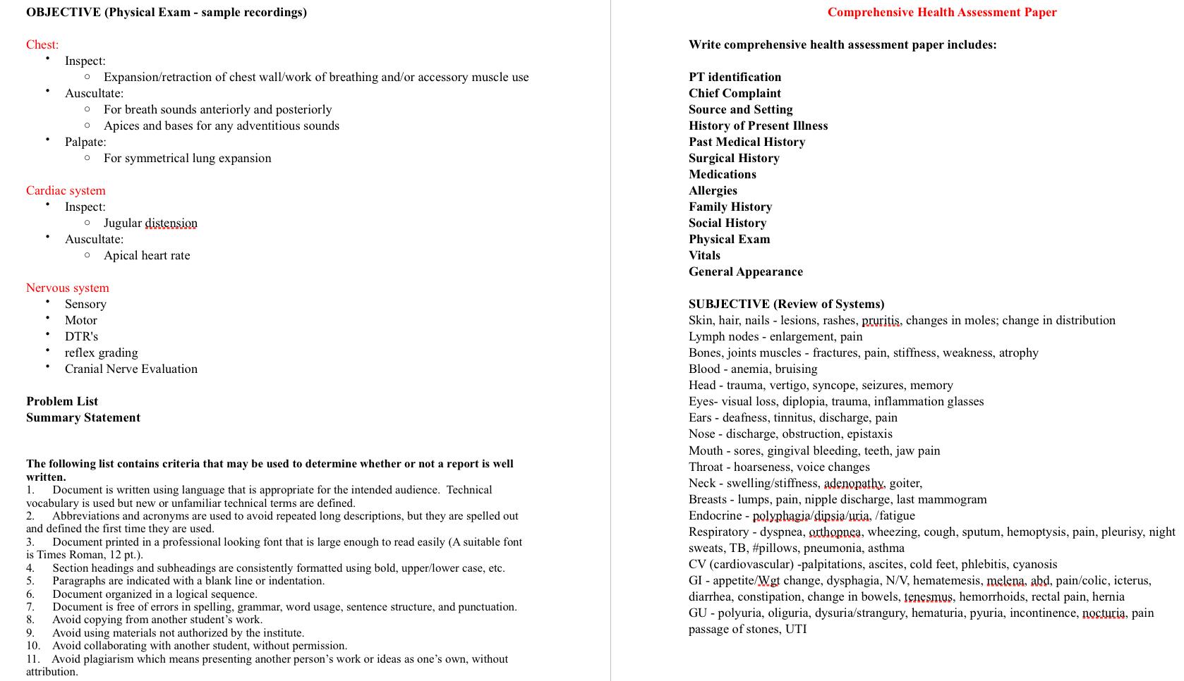 OBJECTIVE (Physical Exam - sample recordings) | Chegg.com