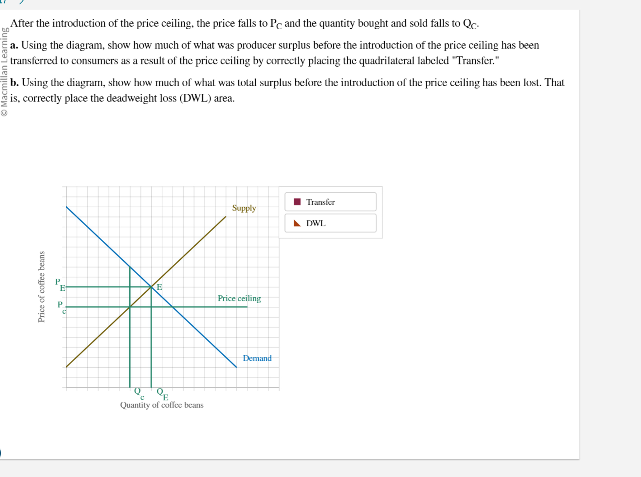 Solved After the introduction of the price ceiling, the | Chegg.com