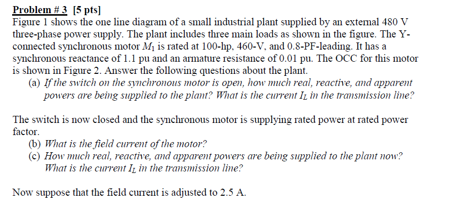 Solved Problem #3 [5 pts] Figure 1 shows the one line | Chegg.com