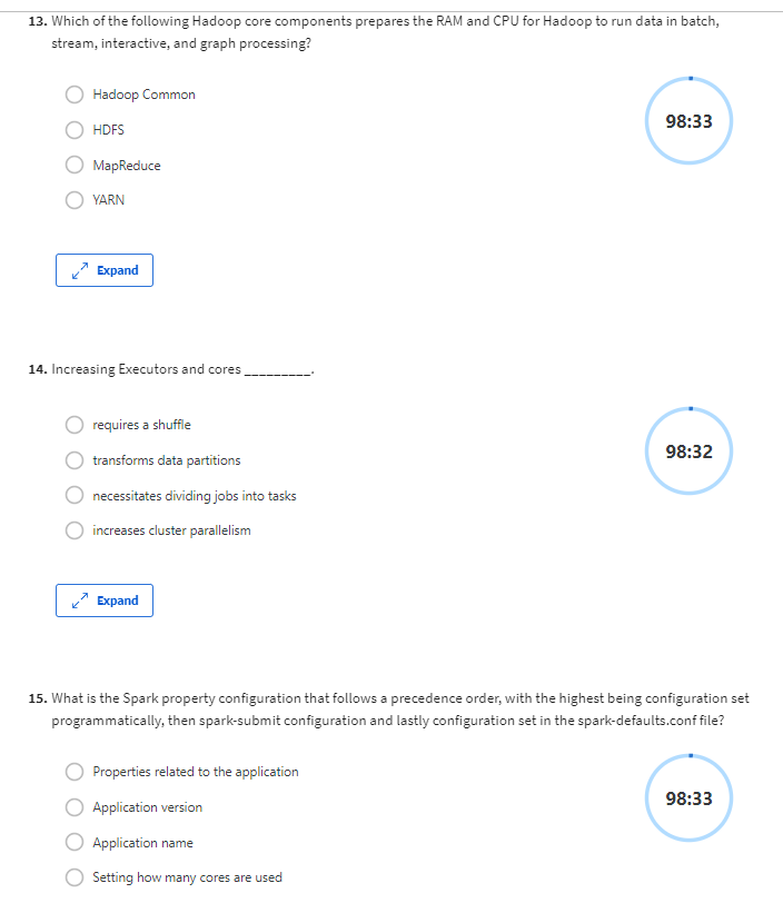 Solved 1. Which of the following Apache Spark benefits helps | Chegg.com