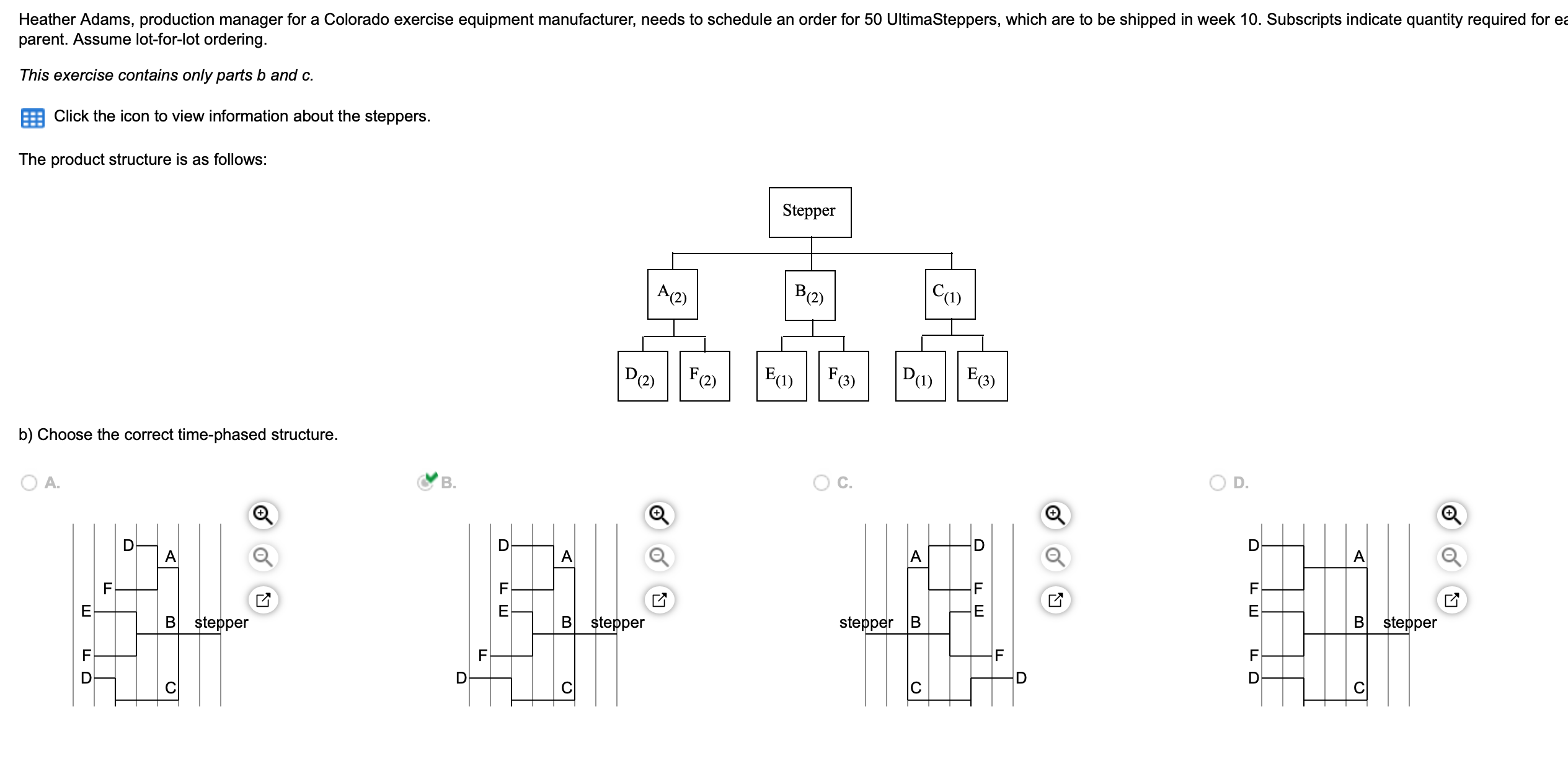 Solved b) Choose the correct time-phased structure. A. B. c) | Chegg.com
