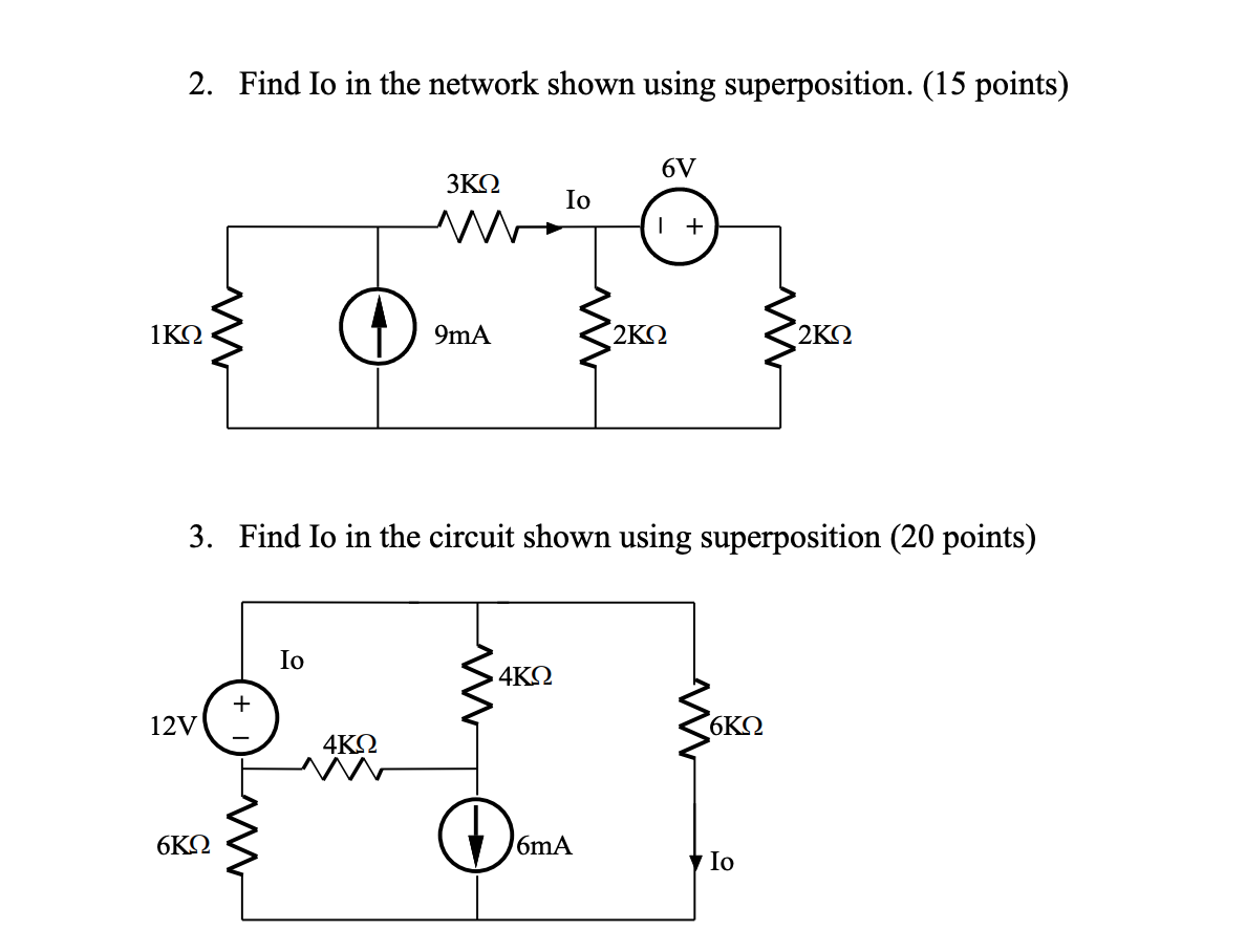 Solved 2. Find Io in the network shown using superposition. | Chegg.com