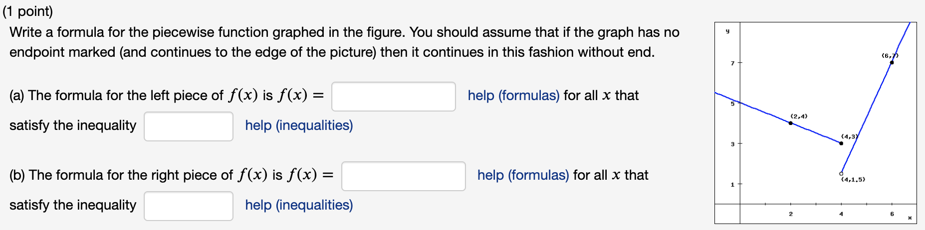 Solved (1 point) Write a formula for the piecewise function | Chegg.com