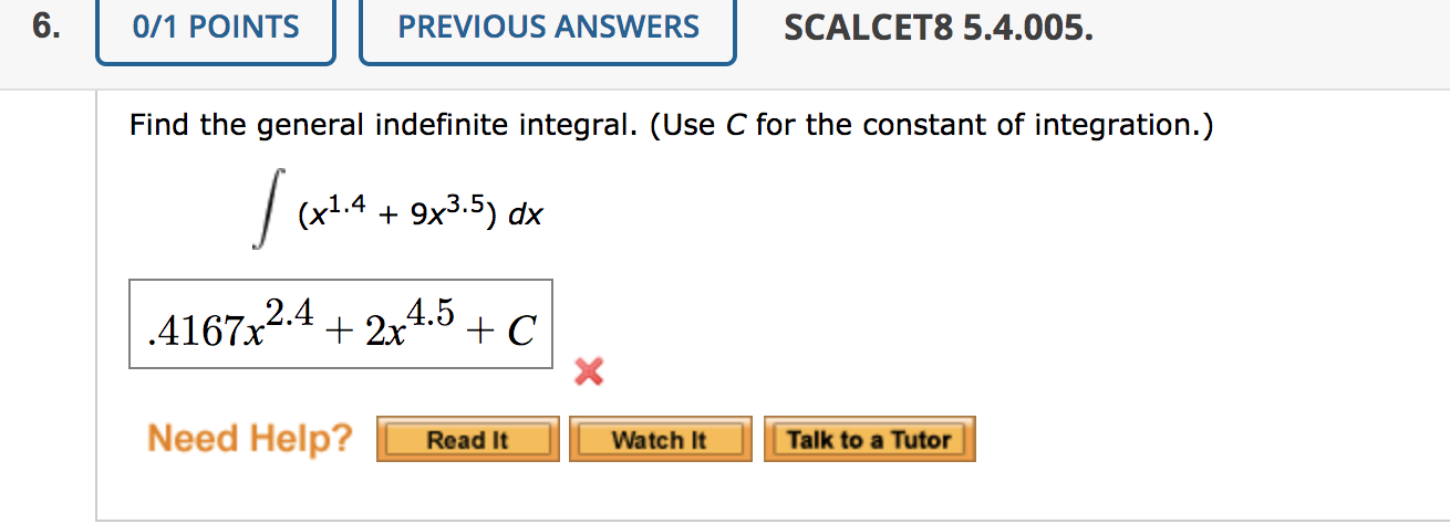 Solved 0/1 POINTS PREVIOUS ANSWERS | SCALCET8 5.4.005. Find | Chegg.com