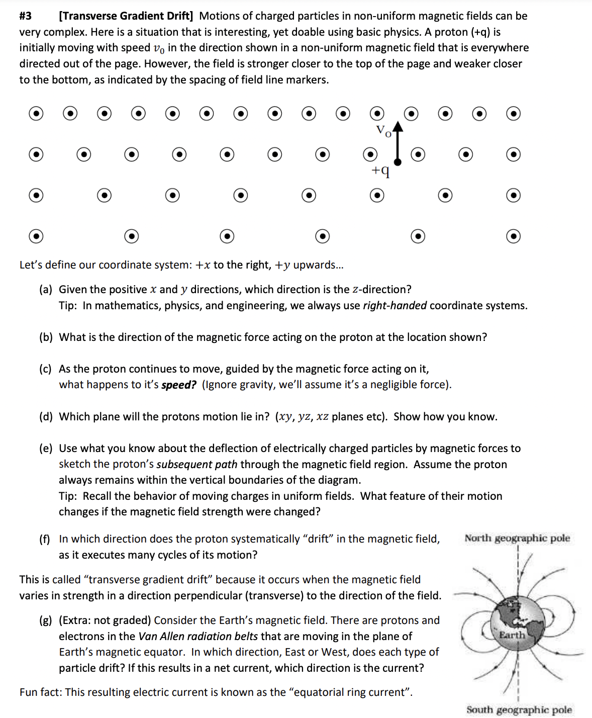 Solved \#3 [Transverse Gradient Drift] Motions of charged | Chegg.com