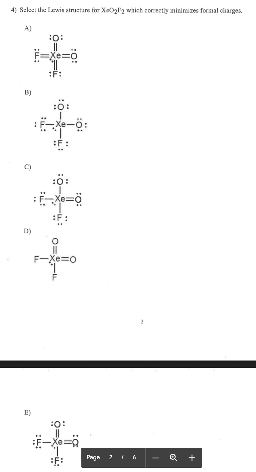 Solved 1) Which one of the following Lewis structures is | Chegg.com