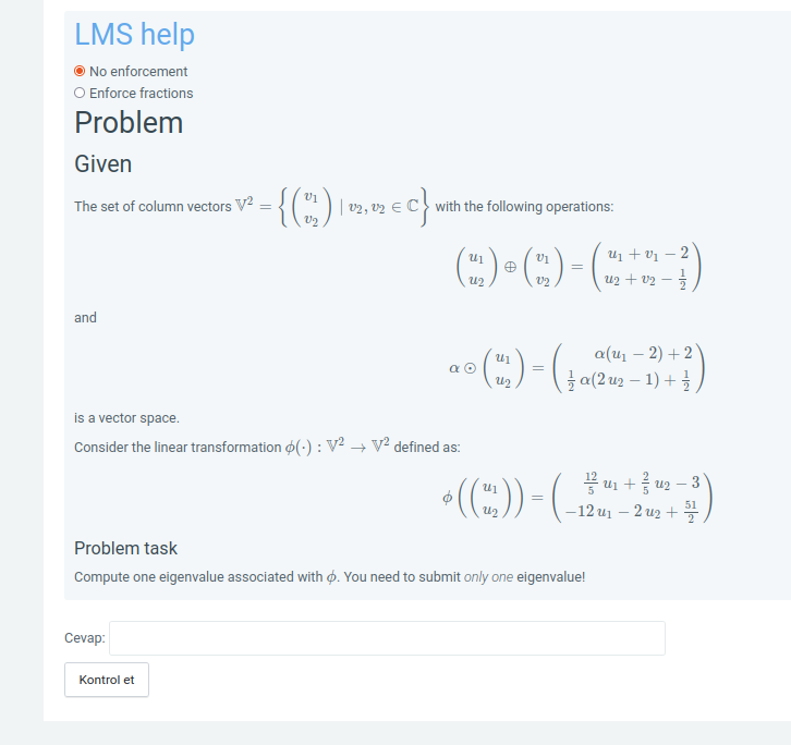 Solved The set of column vectors V2={(v1v2)∣v2,v2∈C} with | Chegg.com