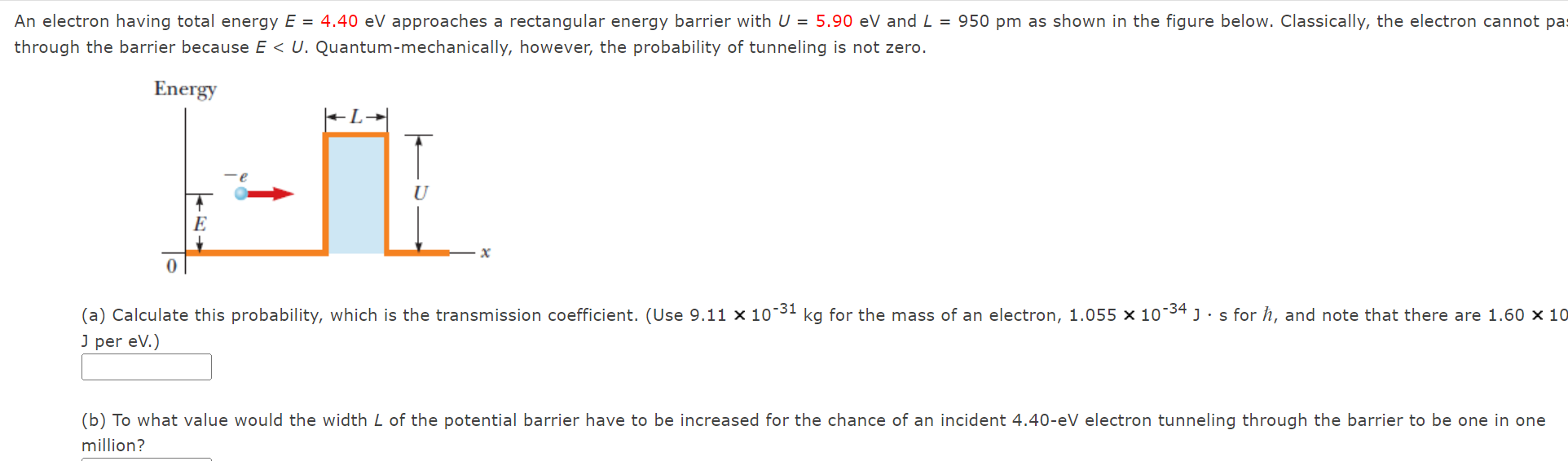 Solved nough the barrier because E | Chegg.com