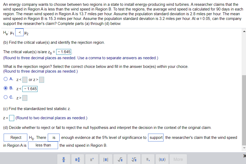 Solved An energy company wants to choose between two regions | Chegg.com