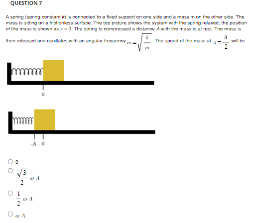 Solved A spring (spring constant k ) is connected to a fixed | Chegg.com
