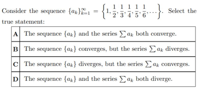 Solved Consider the sequence {ak} =1 1 1 1 1 1 1. 2' 3'4'56 | Chegg.com