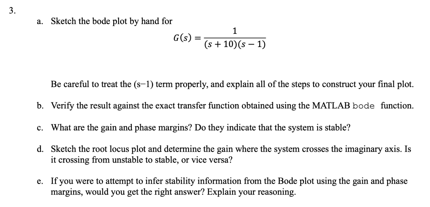 3. ﻿a. ﻿Sketch the bode plot by hand for \[ | Chegg.com