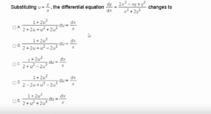 Solved changes to Substituting us the differential equation | Chegg.com