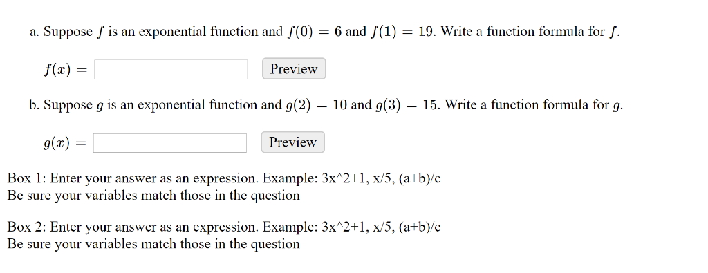 Solved Suppose f f is an exponential function and f ( 0 ) = | Chegg.com