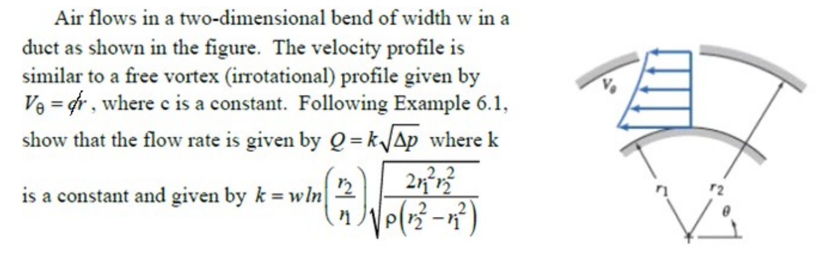Solved Air flows in a two-dimensional bend of width w in a | Chegg.com