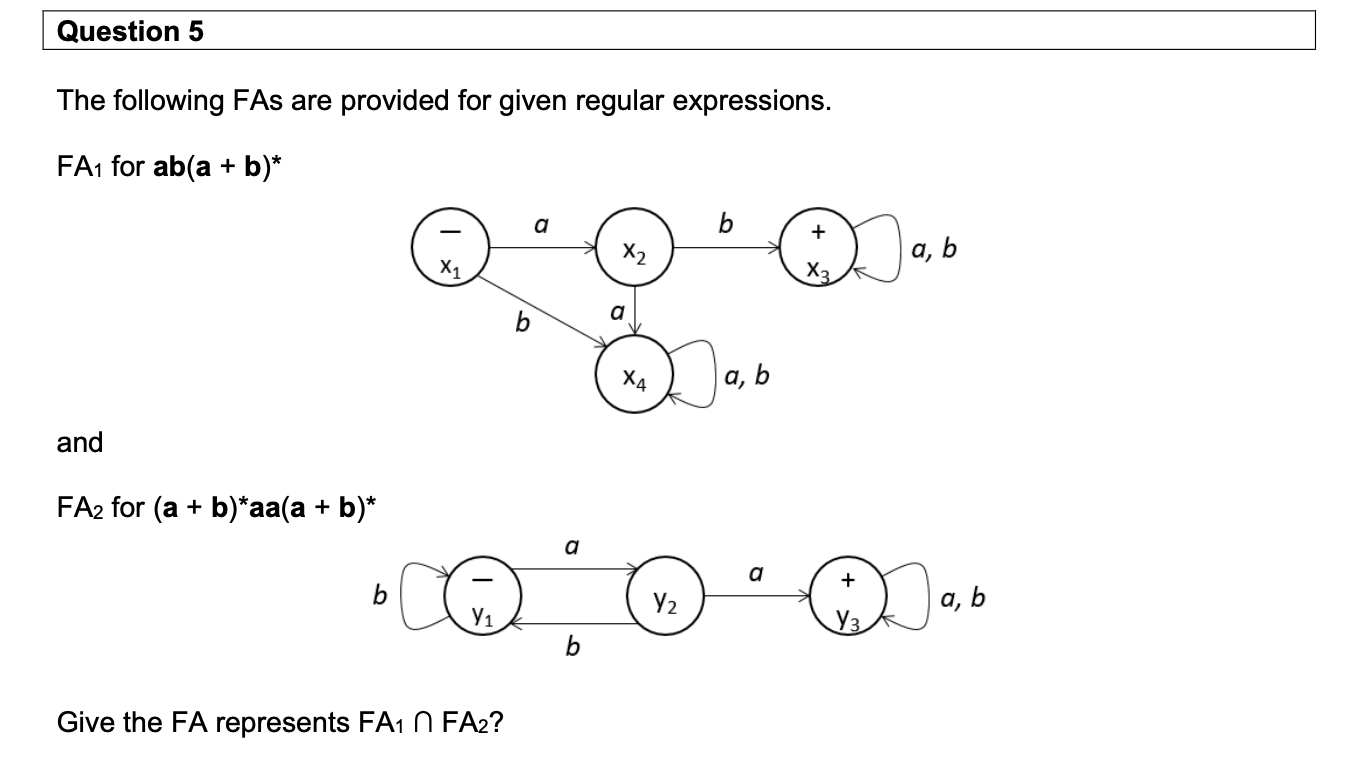 Solved The following FAs are provided for given regular | Chegg.com