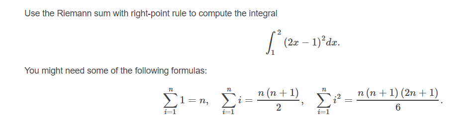 Solved Use the Riemann sum with right-point rule to compute | Chegg.com