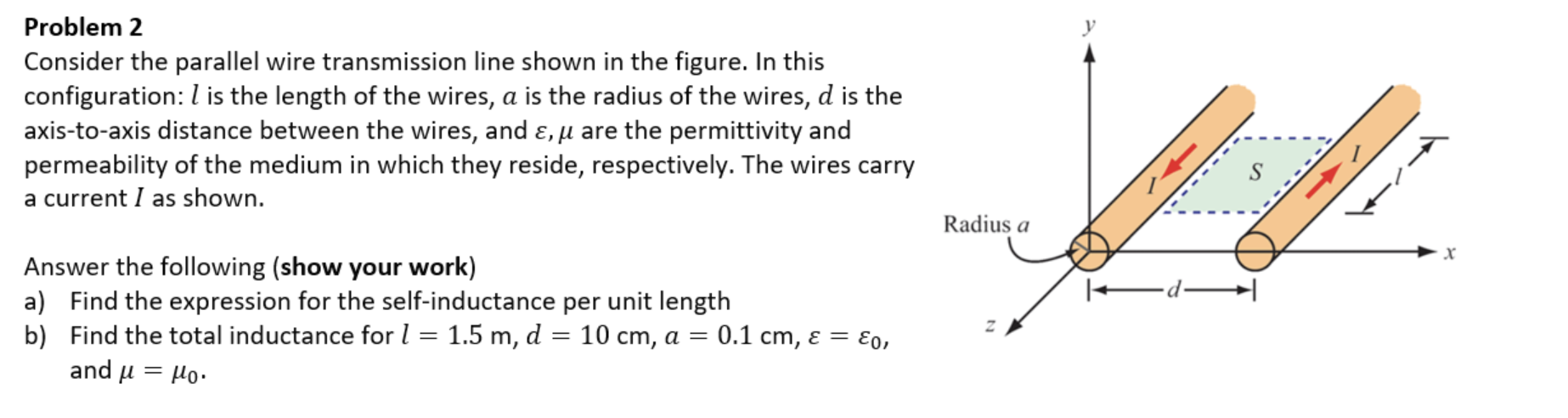 Solved Problem 2 Consider the parallel wire transmission | Chegg.com