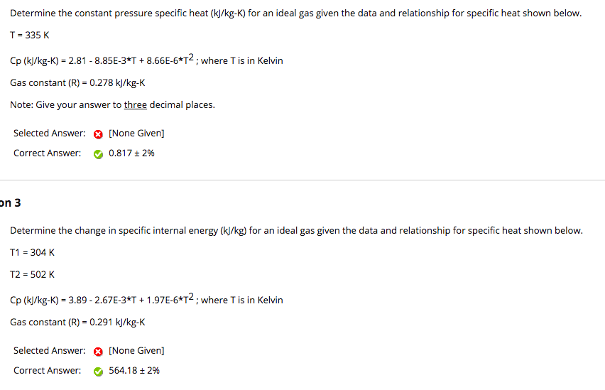 Solved Determine the constant pressure specific heat | Chegg.com