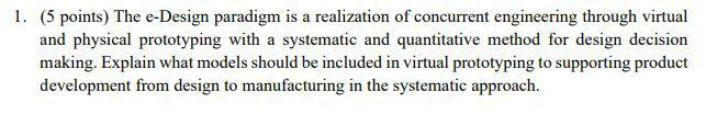 Solved 1. (5 points) The e-Design paradigm is a realization | Chegg.com