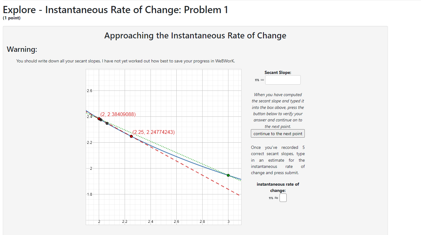 Solved Explore - Instantaneous Rate of Change: Problem 1 (1 | Chegg.com