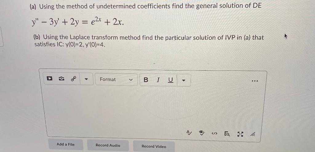 Solved (a) Using the method of undetermined coefficients | Chegg.com