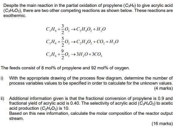 Solved Despite the main reaction in the partial oxidation of | Chegg.com