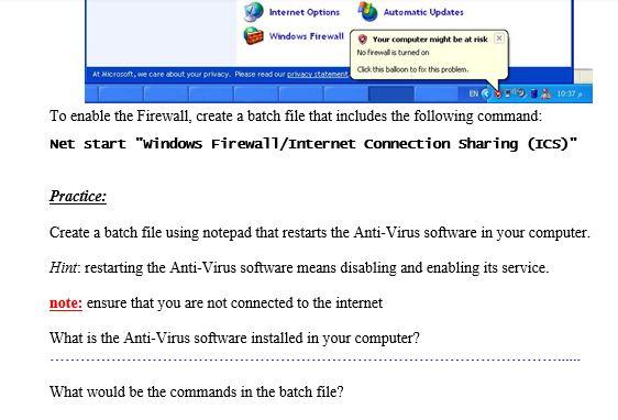 Solved Open a notepad, and write the following command: Net | Chegg.com