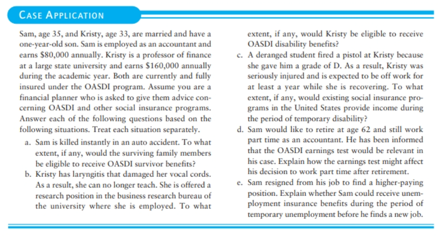 Solved Sam, age 35 , and Kristy, age 33 , are married and | Chegg.com