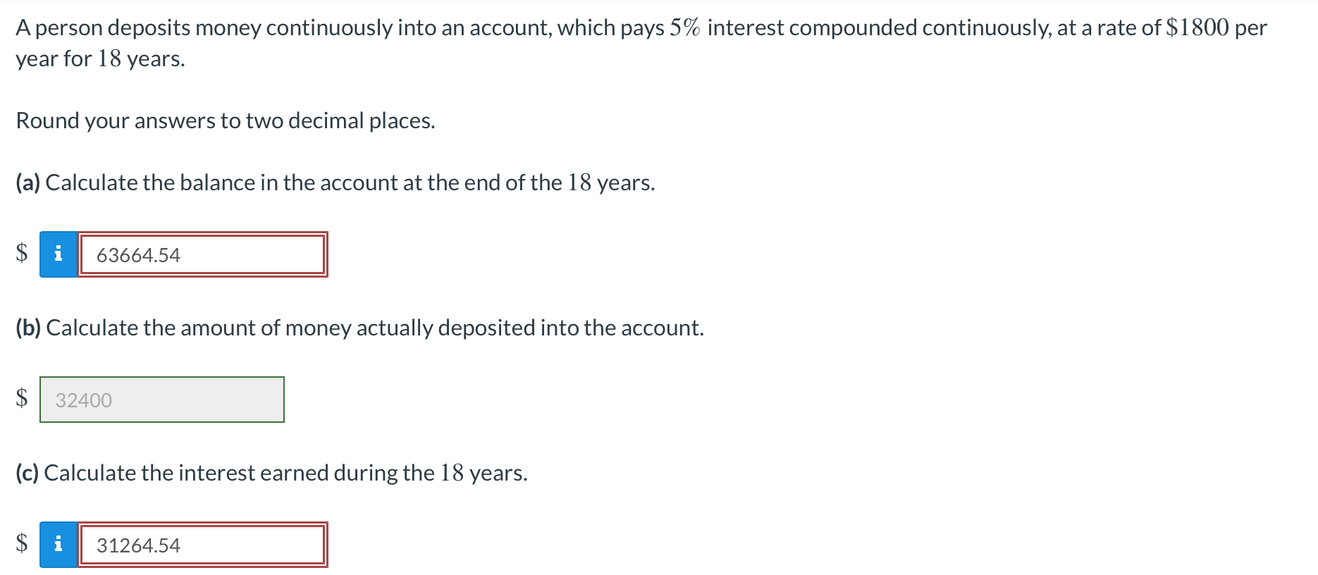Solved A person deposits money continuously into an account, | Chegg.com