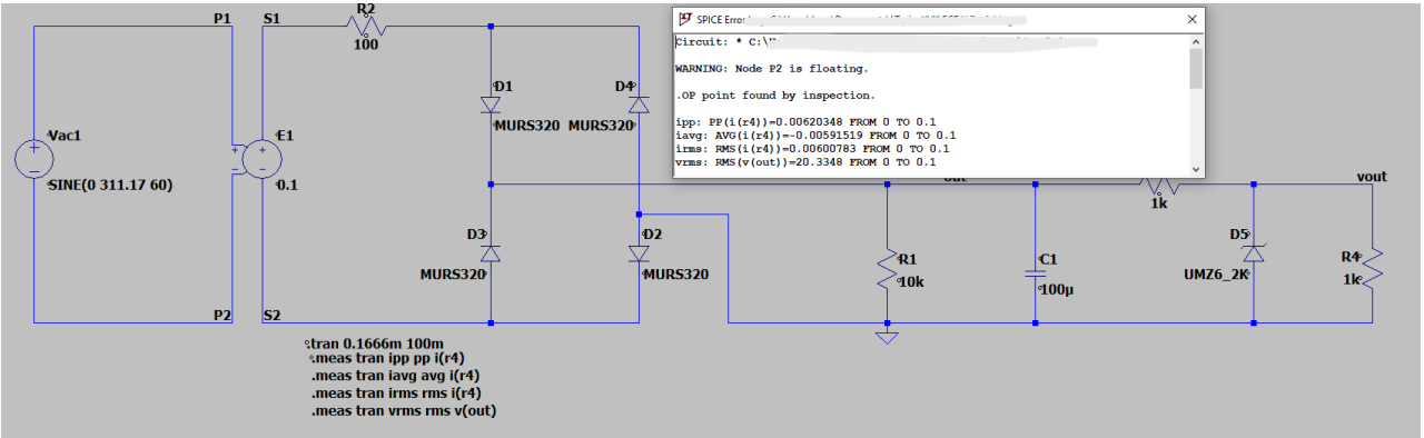 Solved Vac SINE (0 311.17 60) step down transformer 10:1 P1 | Chegg.com